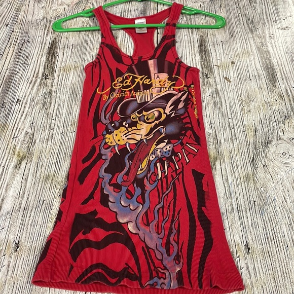 Ed Hardy | Tops | Copy Ed Hardy Tank Top One Size Wolf With Top Hat ...